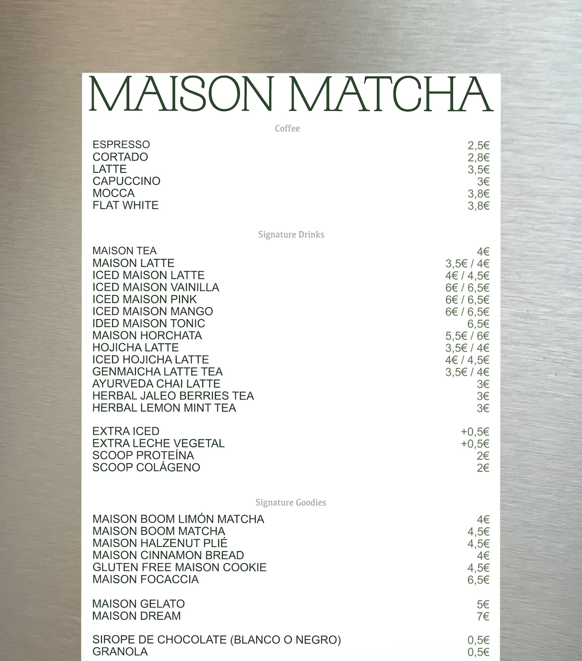 Menu – Maison Matcha